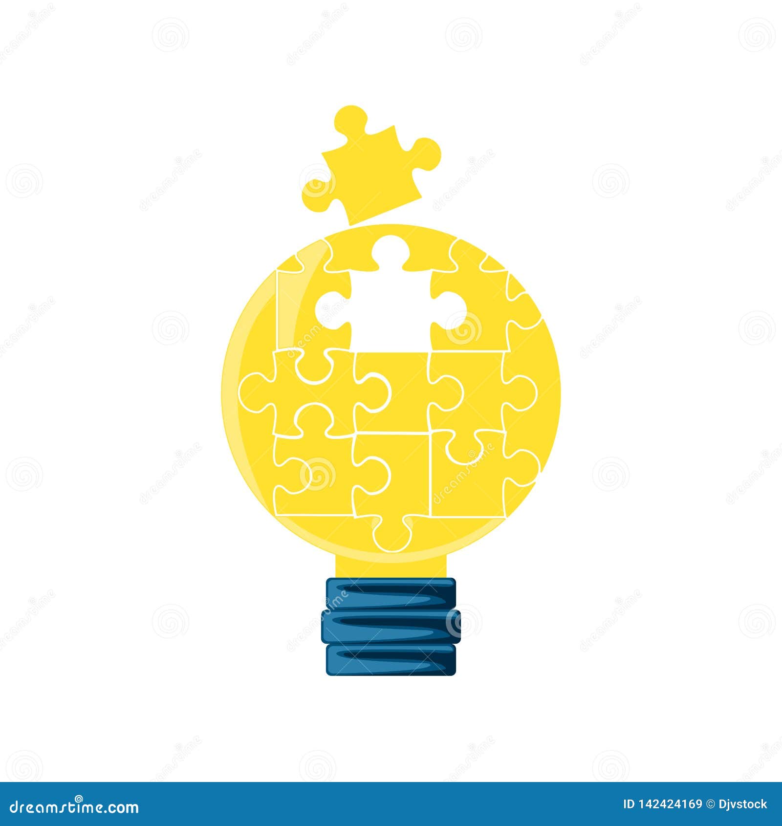 Puzzles Pieces in Shape Light Bulb Stock Vector - Illustration of idea ...