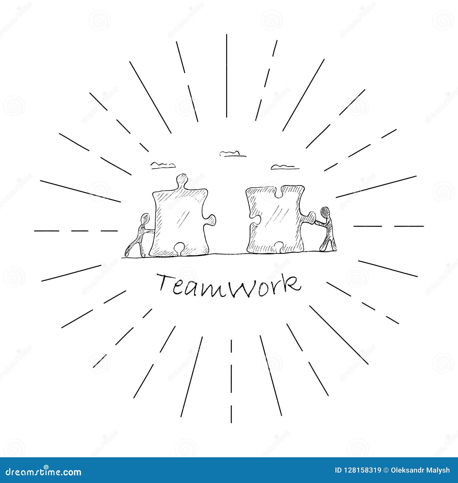 Puzzles push towards stock vector. Illustration of help - 128158319