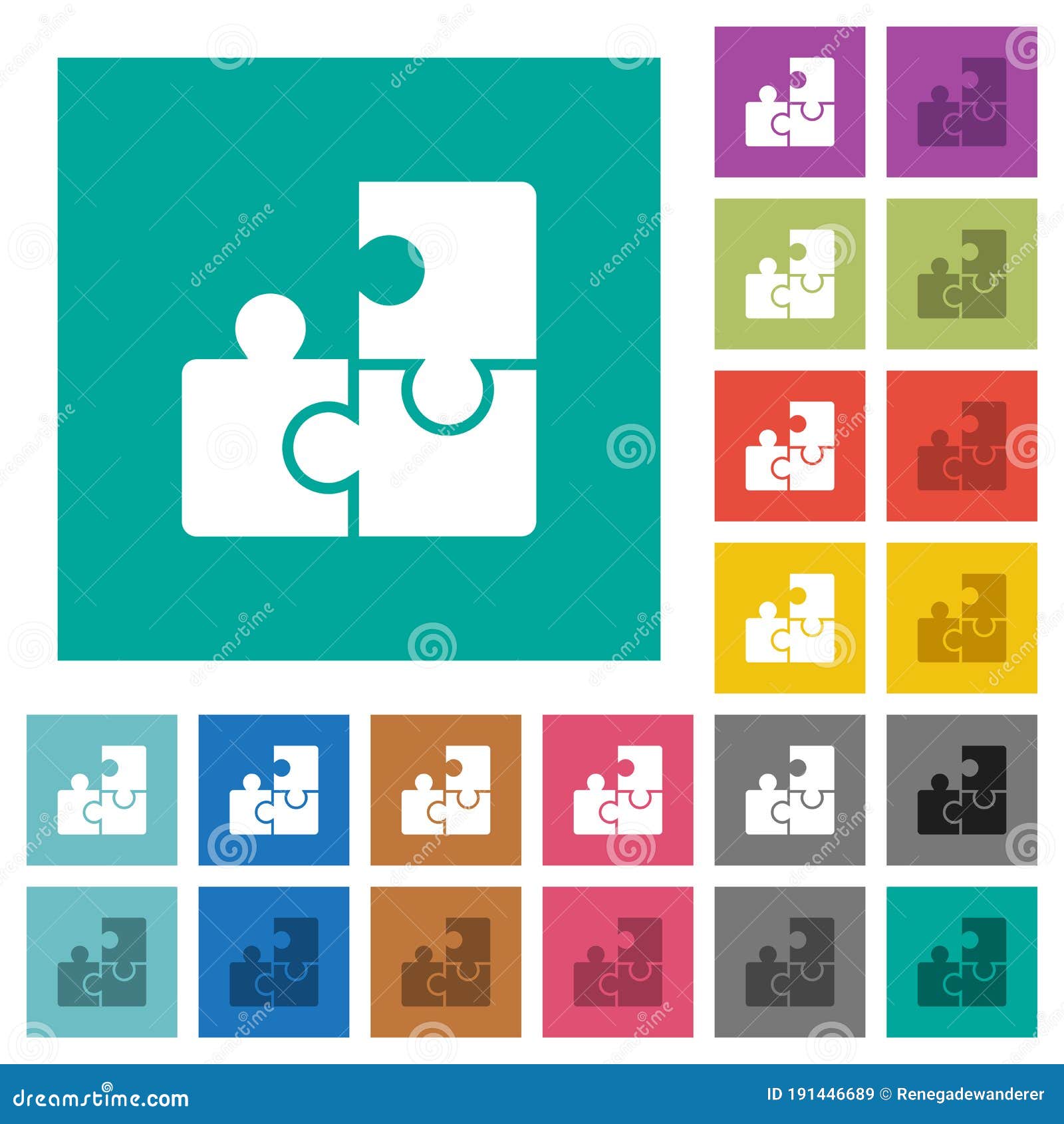 Puzzles Square Flat Multi Colored Icons Stock Vector - Illustration of ...