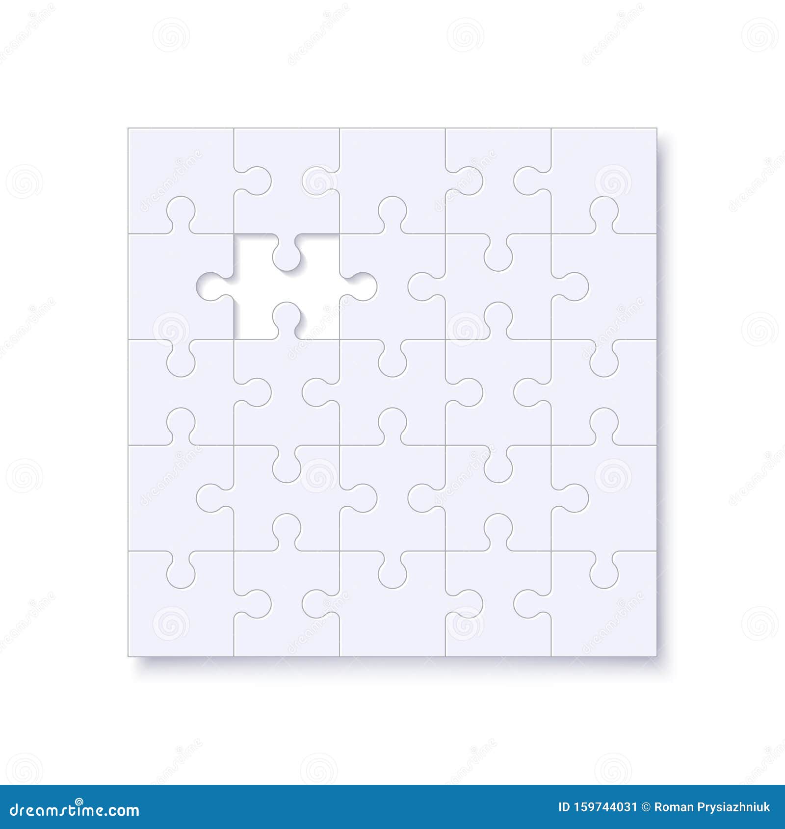 Puzzles Template With Square Grid And Shadow. Jigsaw Puzzle With ...