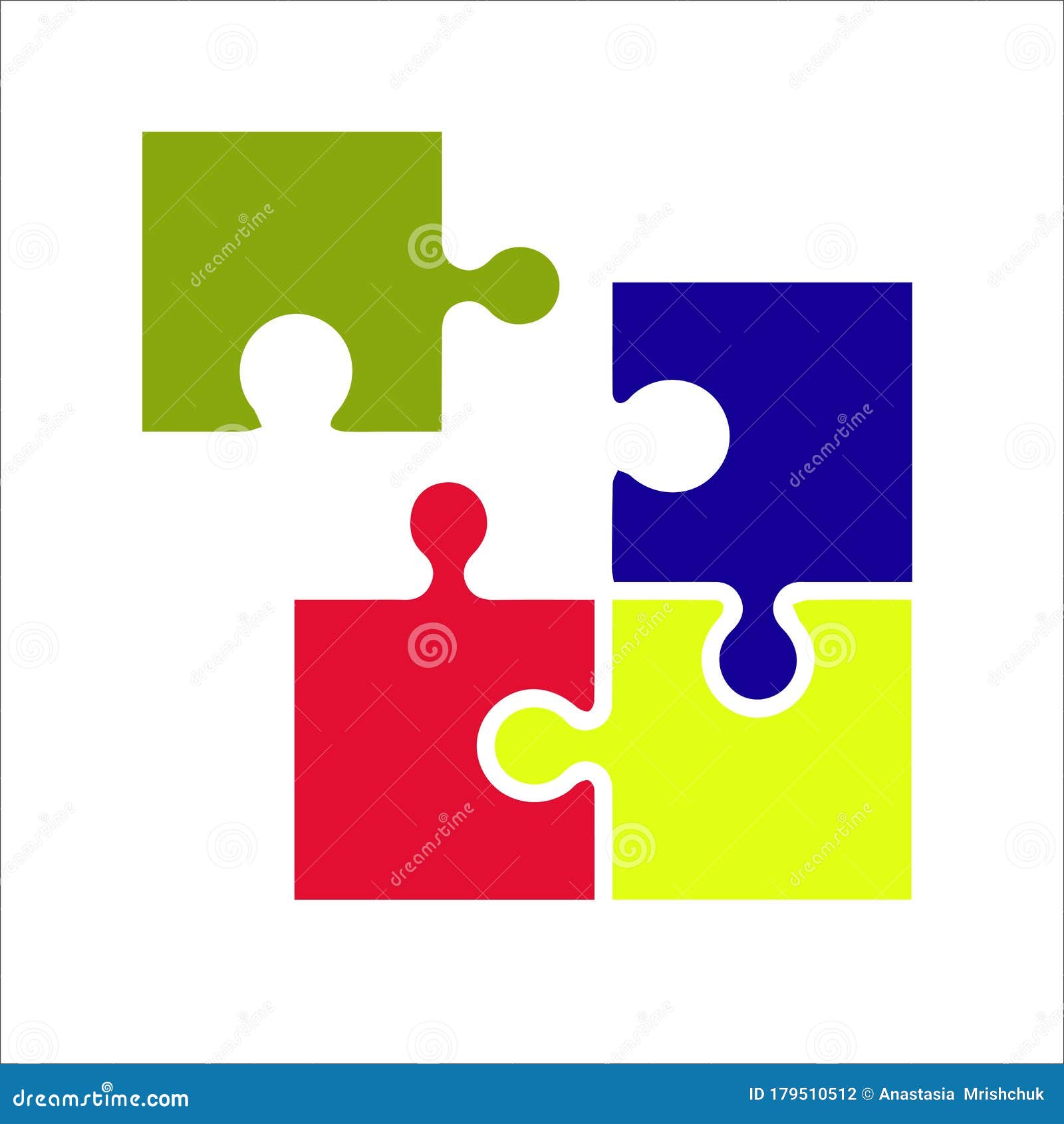 Puzzles Unsolved Four Pieces Isolated on White Background Teamwork ...