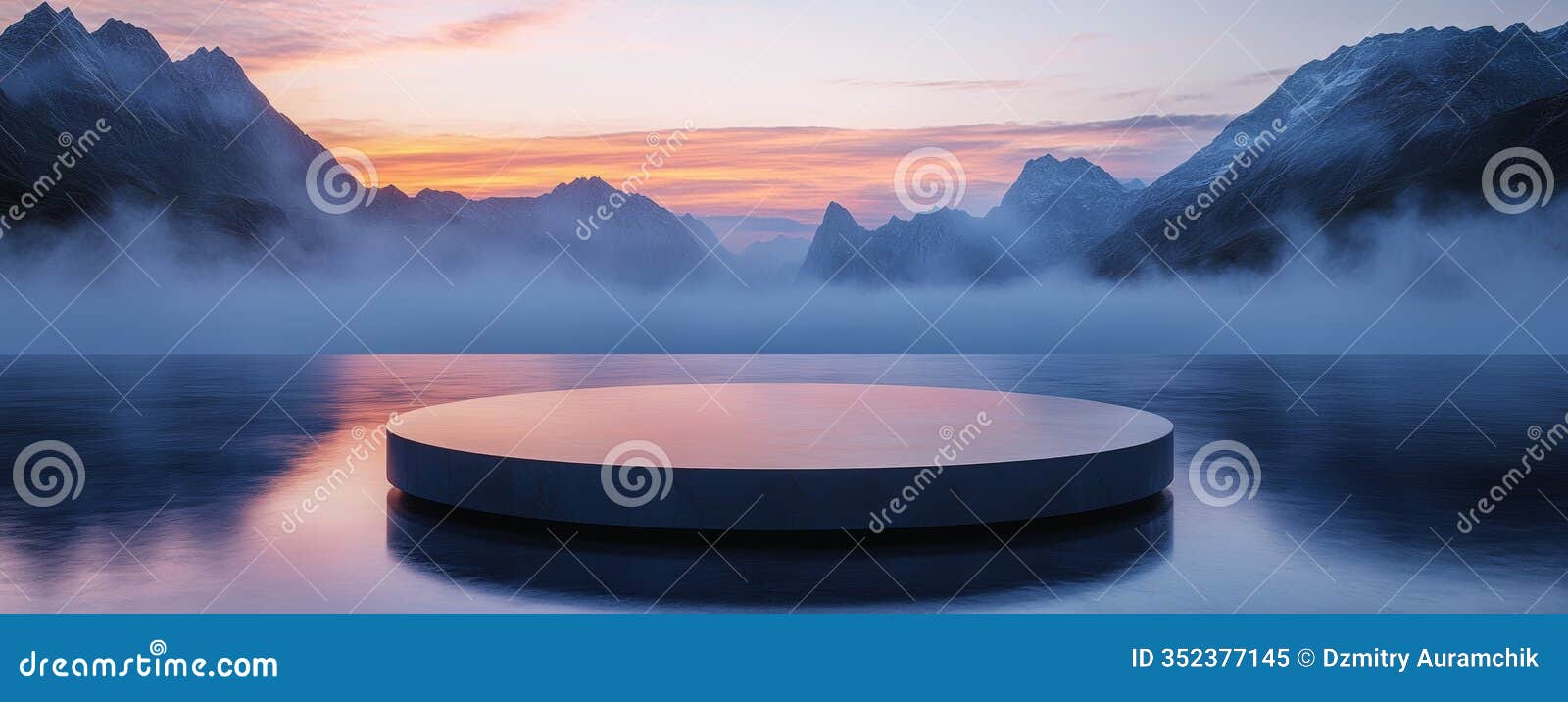 A Puzzling Landscape with a Black Round Stage and a Full Moon Overhead ...