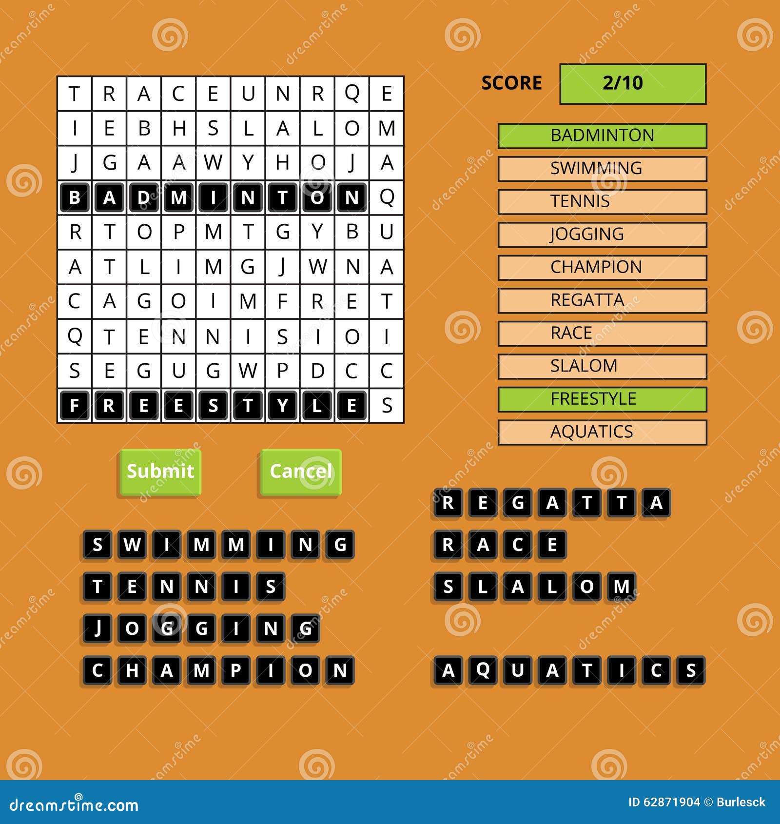 Puzzling Words Game User Interface. Vector UI | CartoonDealer.com #62871904