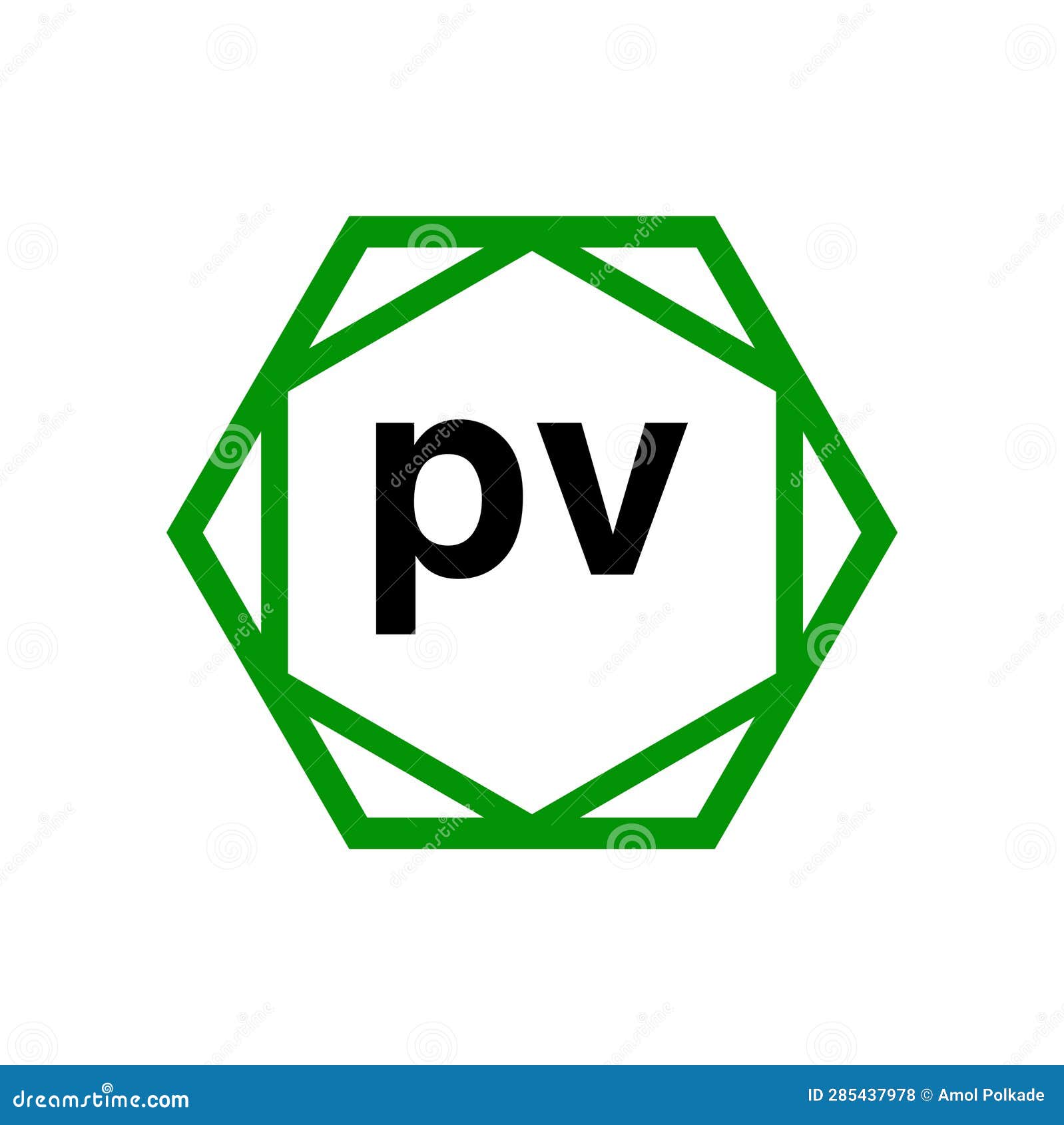 PV Company Monogram with Green Diamond. PV Icon Stock Illustration ...