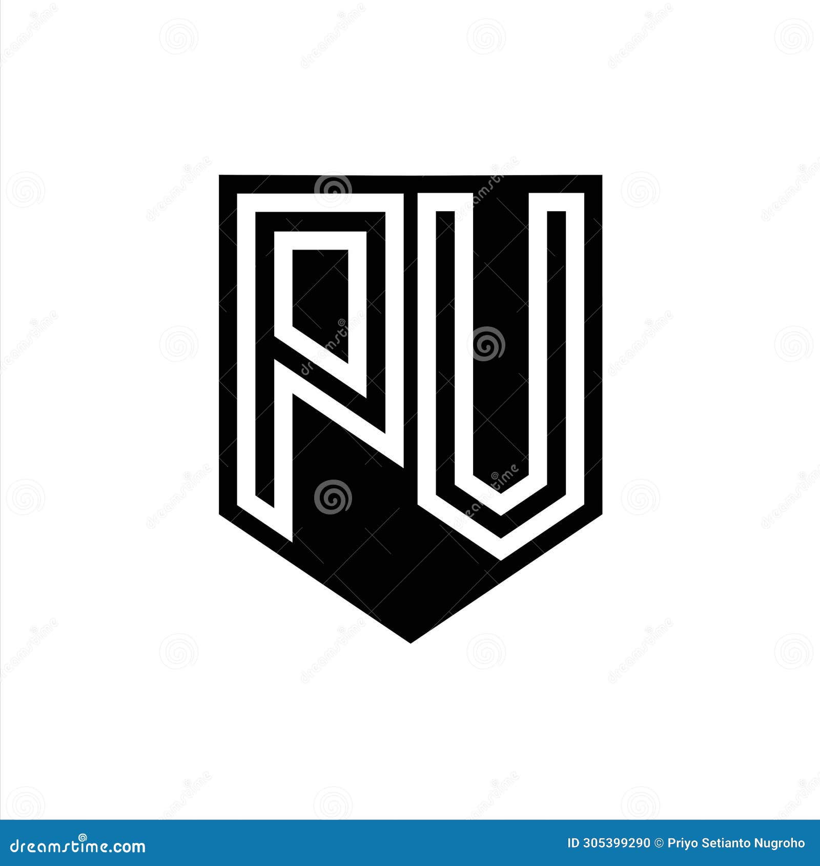 PV Logo Monogram Shield Geometric White Line Inside Black Shield Color ...