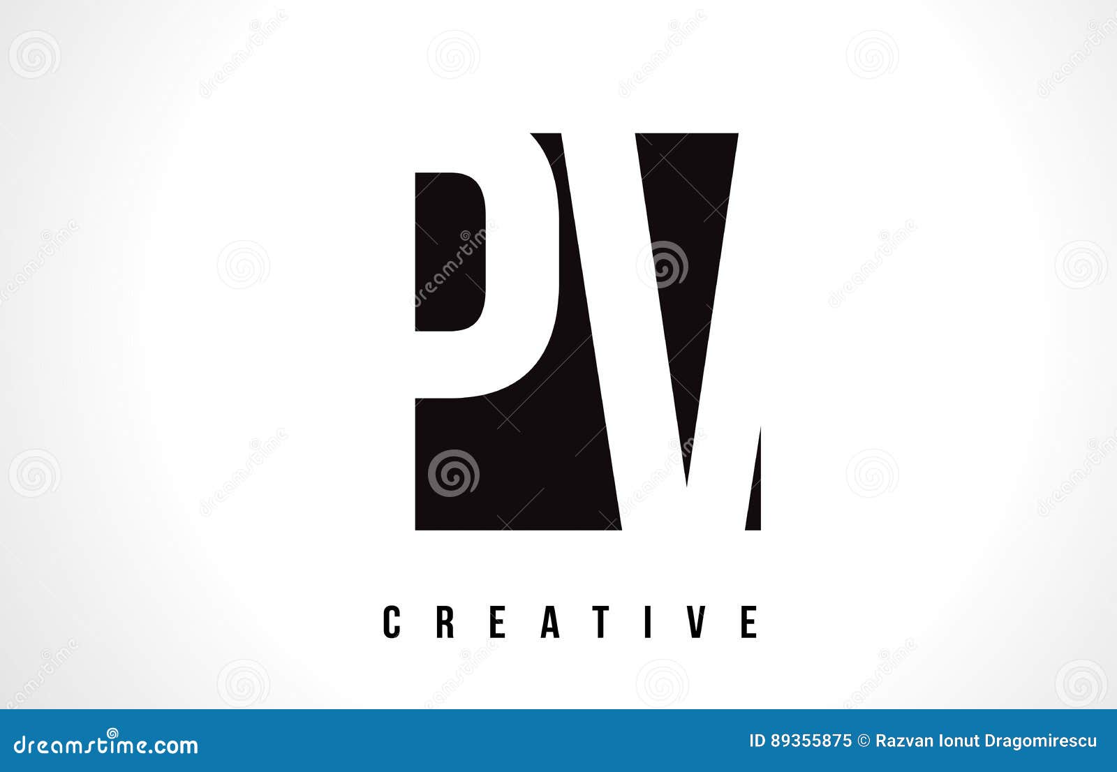 PV P V White Letter Logo Design with Black Square. Stock Vector ...
