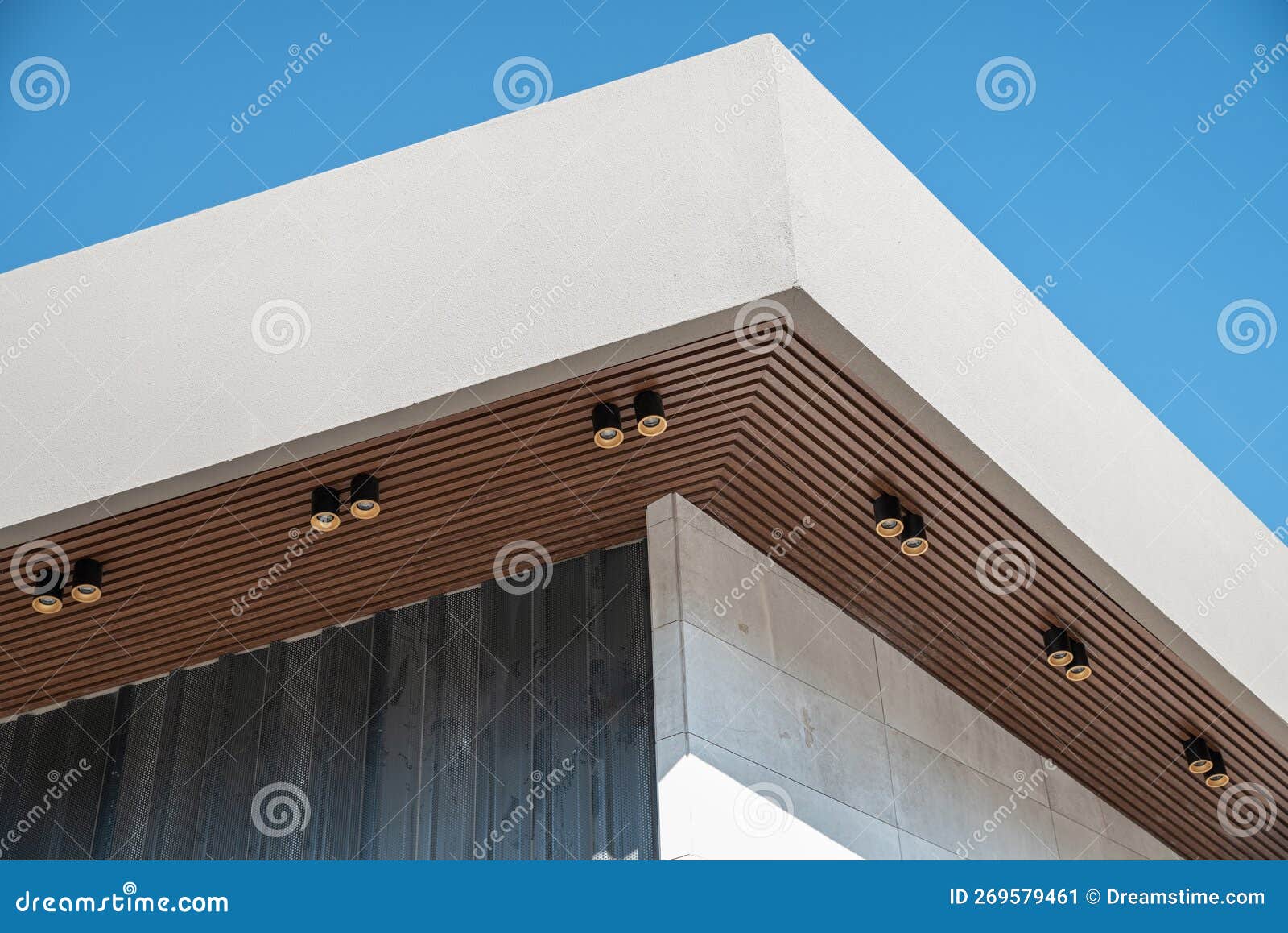 PVC Ceiling Panel Covered with Wood-like Vinyl with Modern Lighting ...