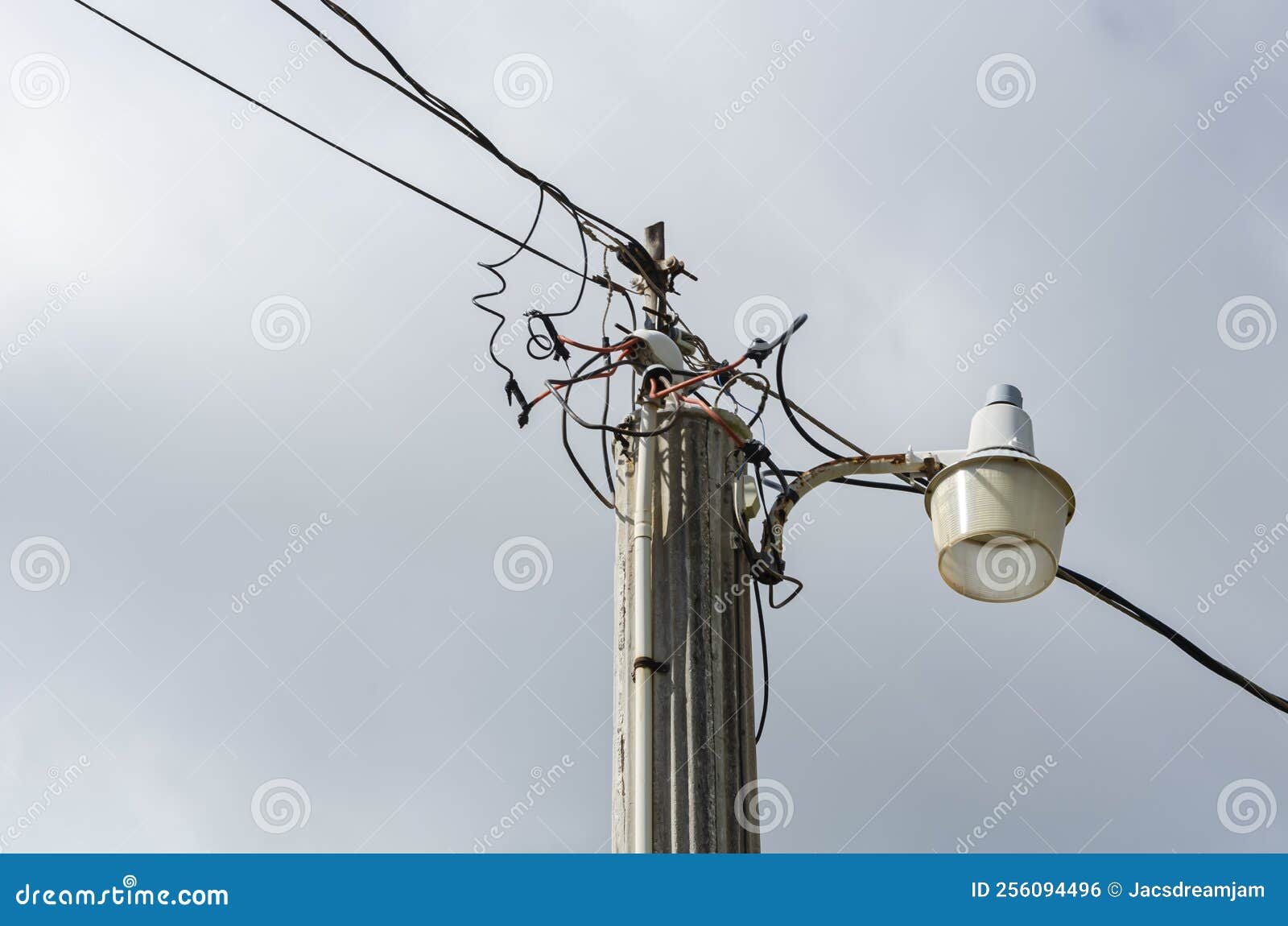 Service Cable Connections at an Outdoor Lamp Stock Photo - Image of ...