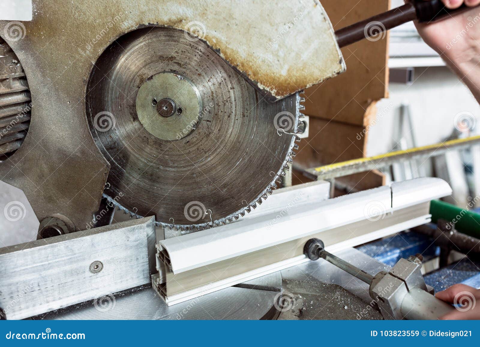 PVC Cutting Machine Close Up Stock Image - Image of factory, protection ...
