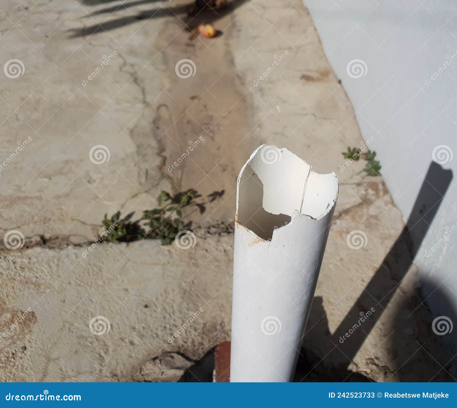 Pvc Drainage Pipe Connected Outside Shattered and Broken Stock Image ...