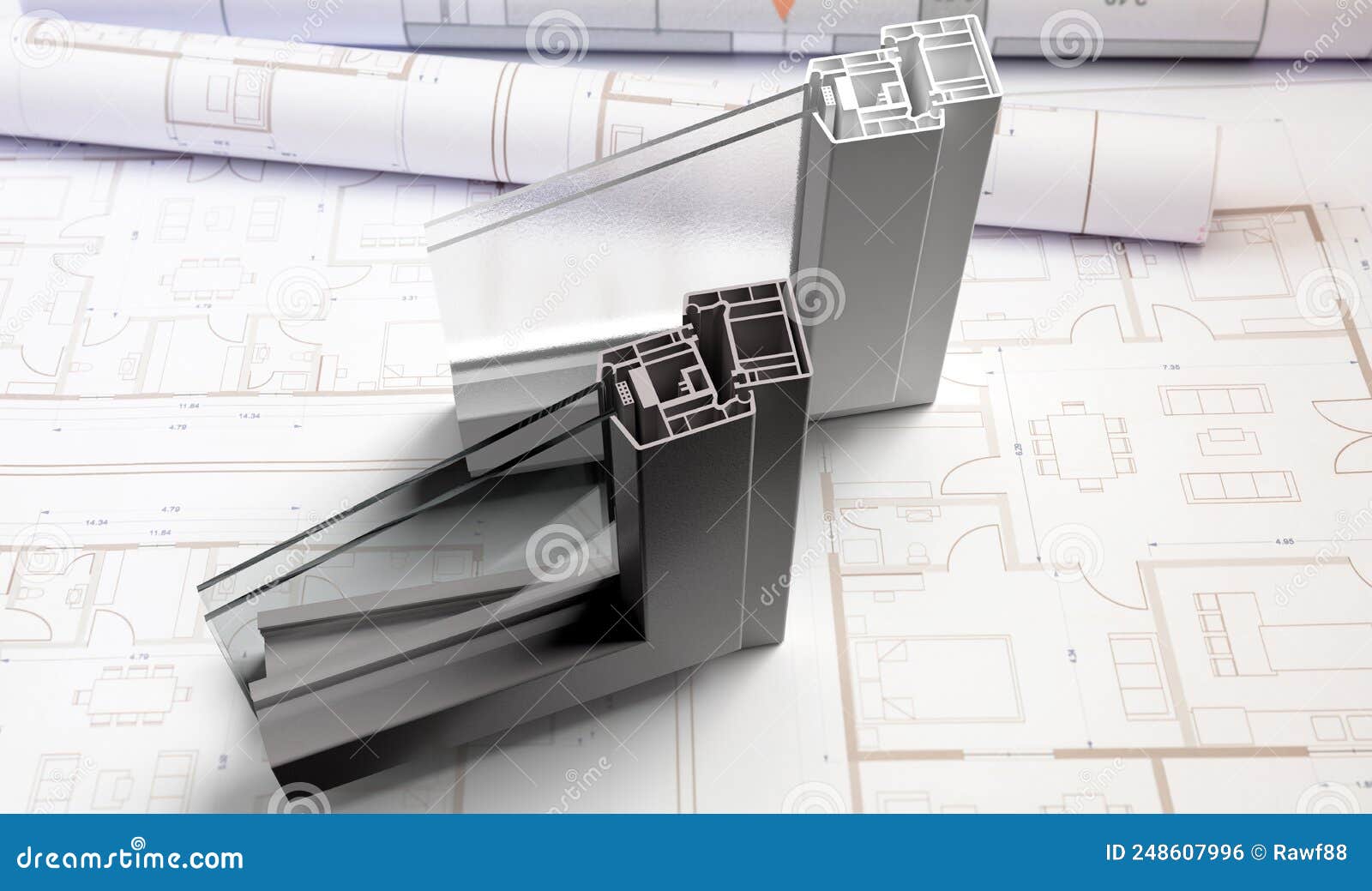 PVC Glass Window and Door, Aluminum Profile, Open and Closed Frame on ...