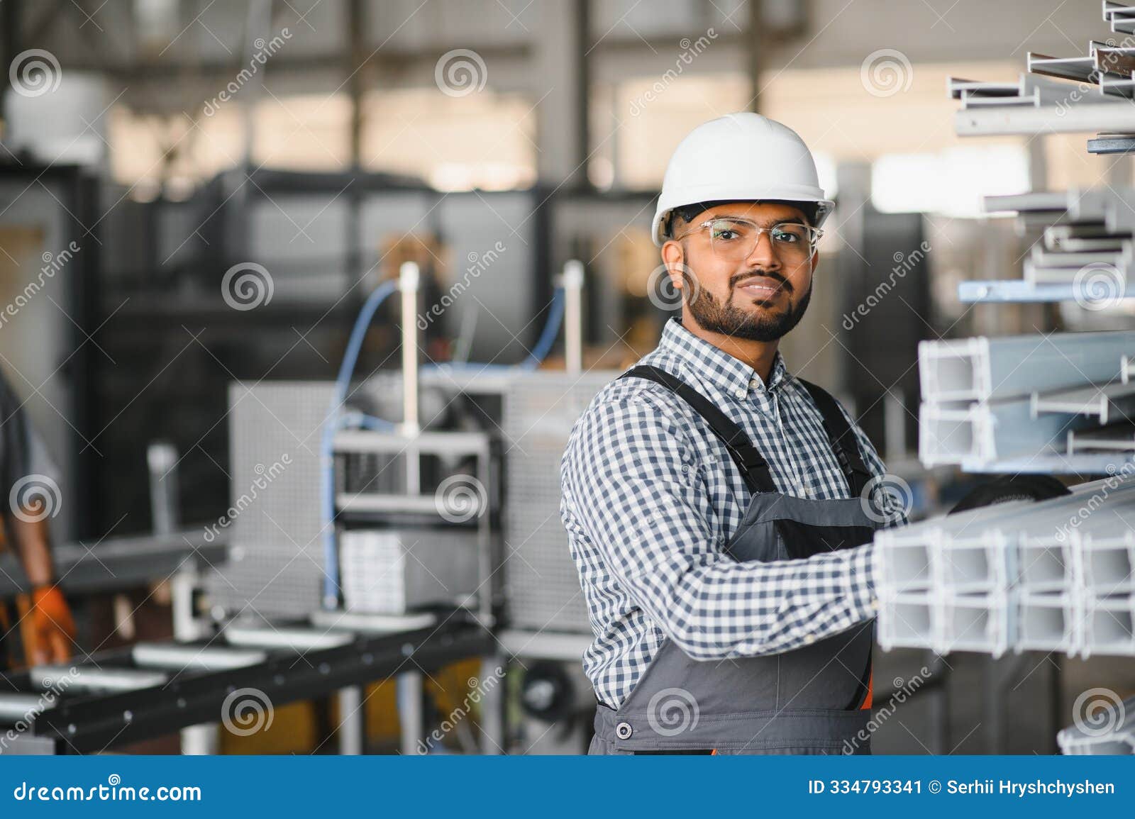 PVC Industry Worker or Operator Making Frames for Windows and Doors ...