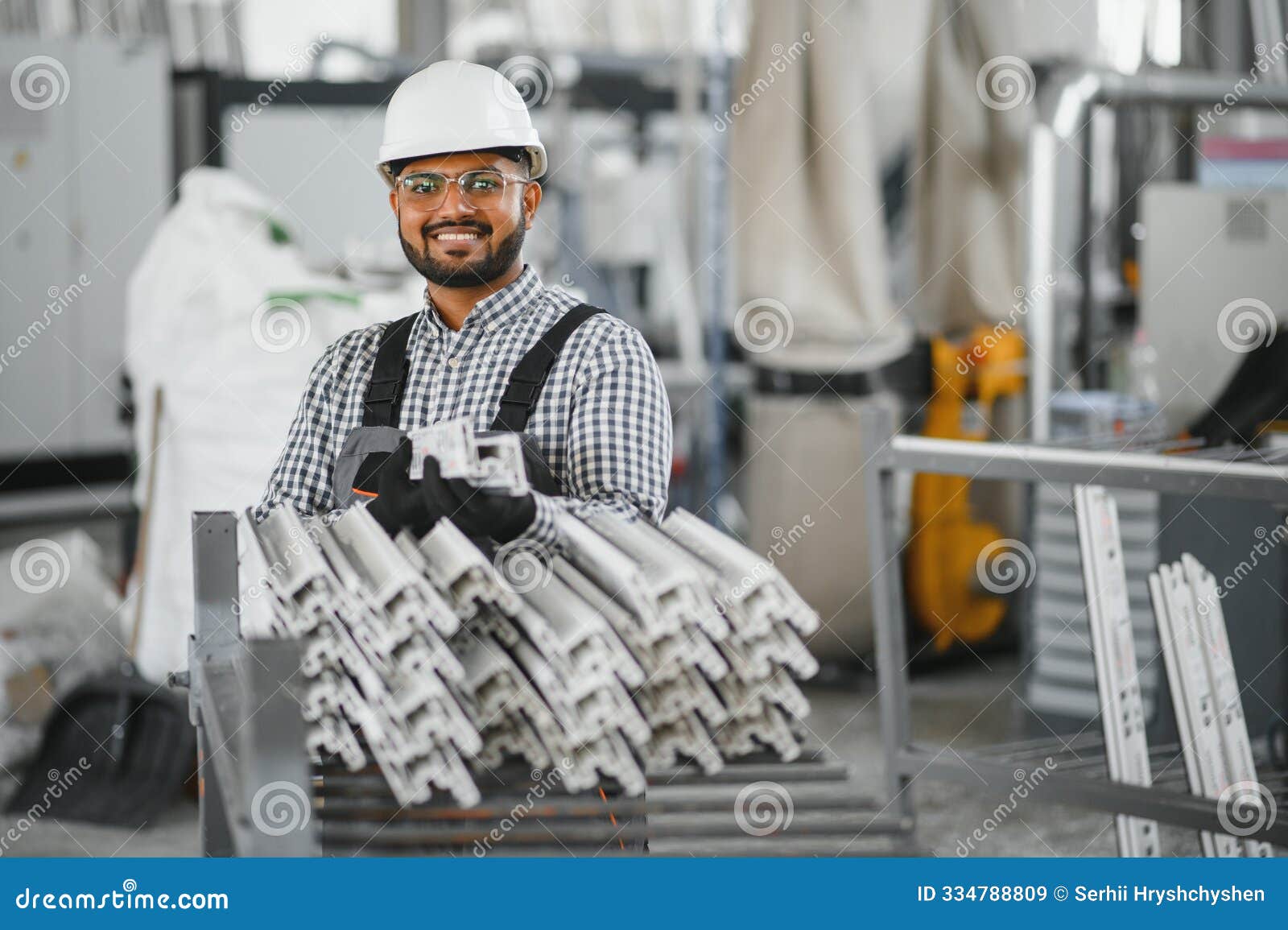 PVC Industry Worker or Operator Making Frames for Windows and Doors ...