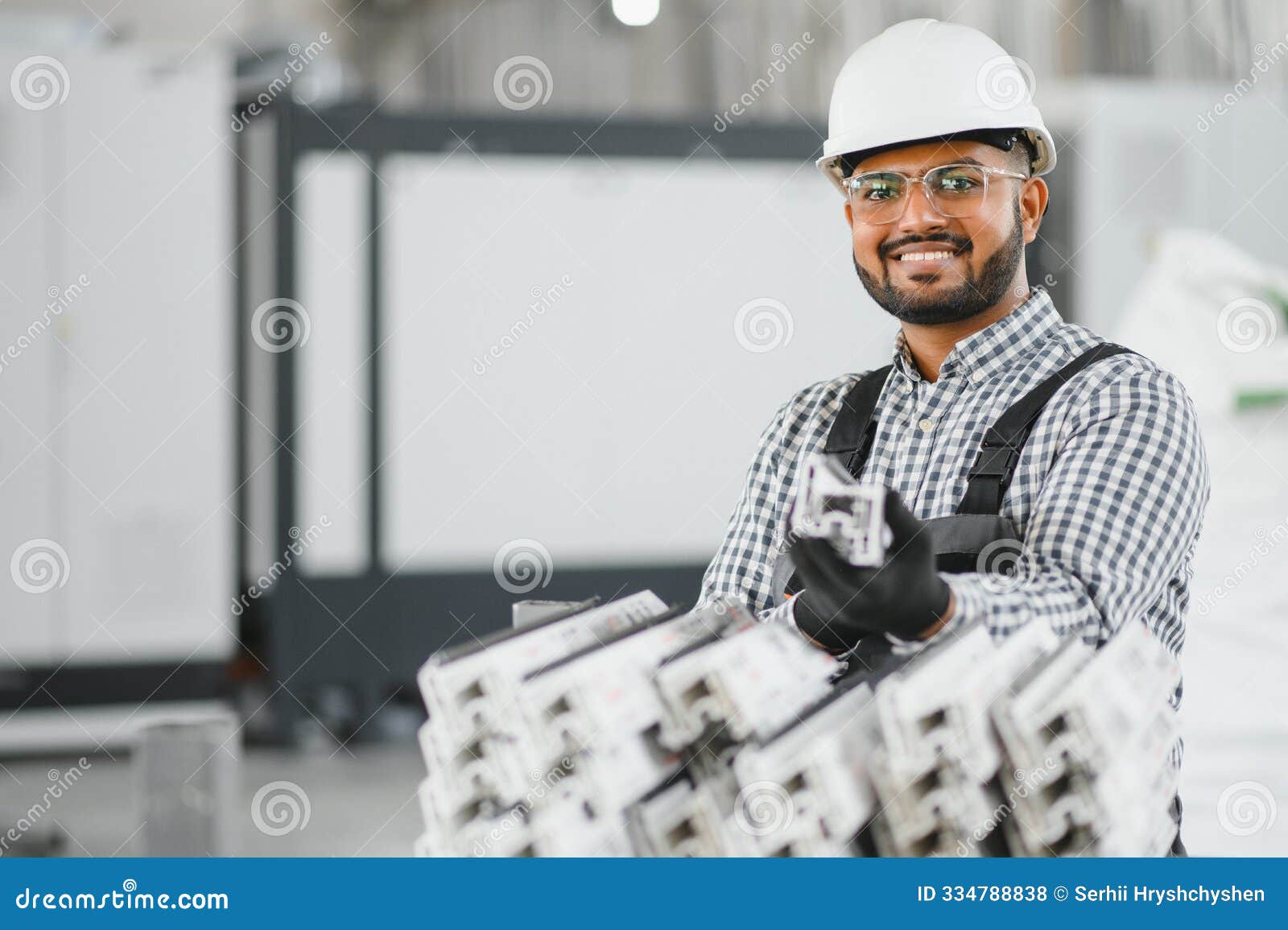 PVC Industry Worker or Operator Making Frames for Windows and Doors ...