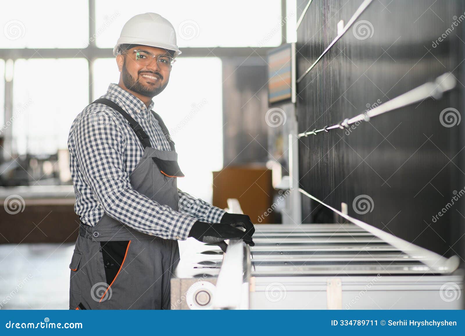 PVC Industry Worker or Operator Making Frames for Windows and Doors ...