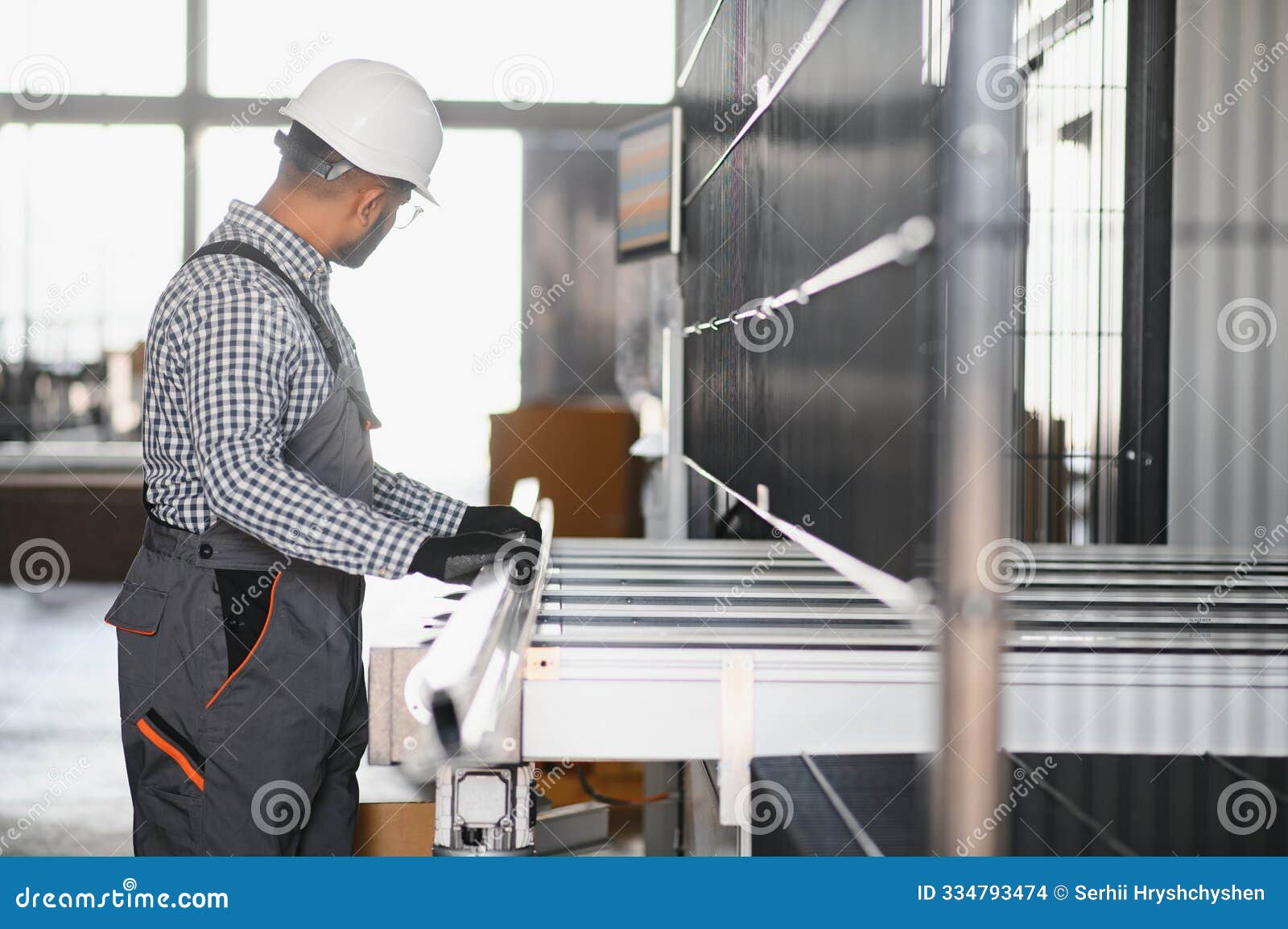 PVC Industry Worker or Operator Making Frames for Windows and Doors ...