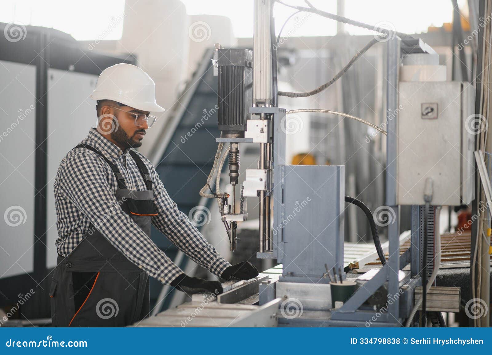 PVC Industry Worker or Operator Making Frames for Windows and Doors ...