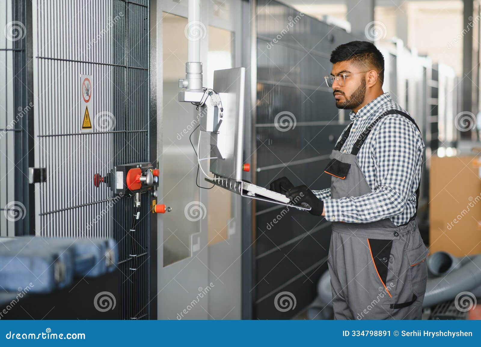 PVC Industry Worker or Operator Making Frames for Windows and Doors ...