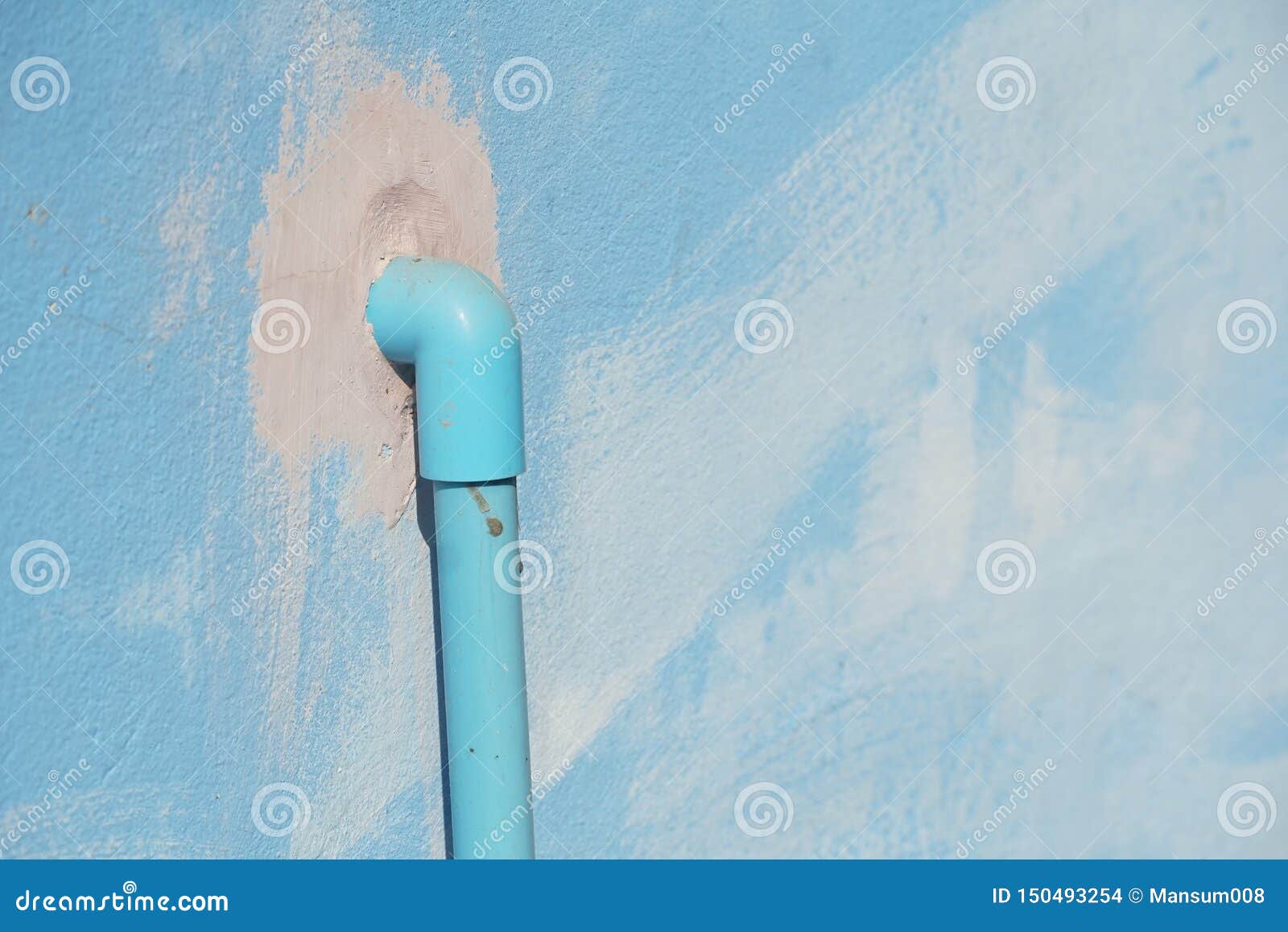 Pvc Pipe on Blue Cement Wall Texture Stock Photo - Image of blue ...