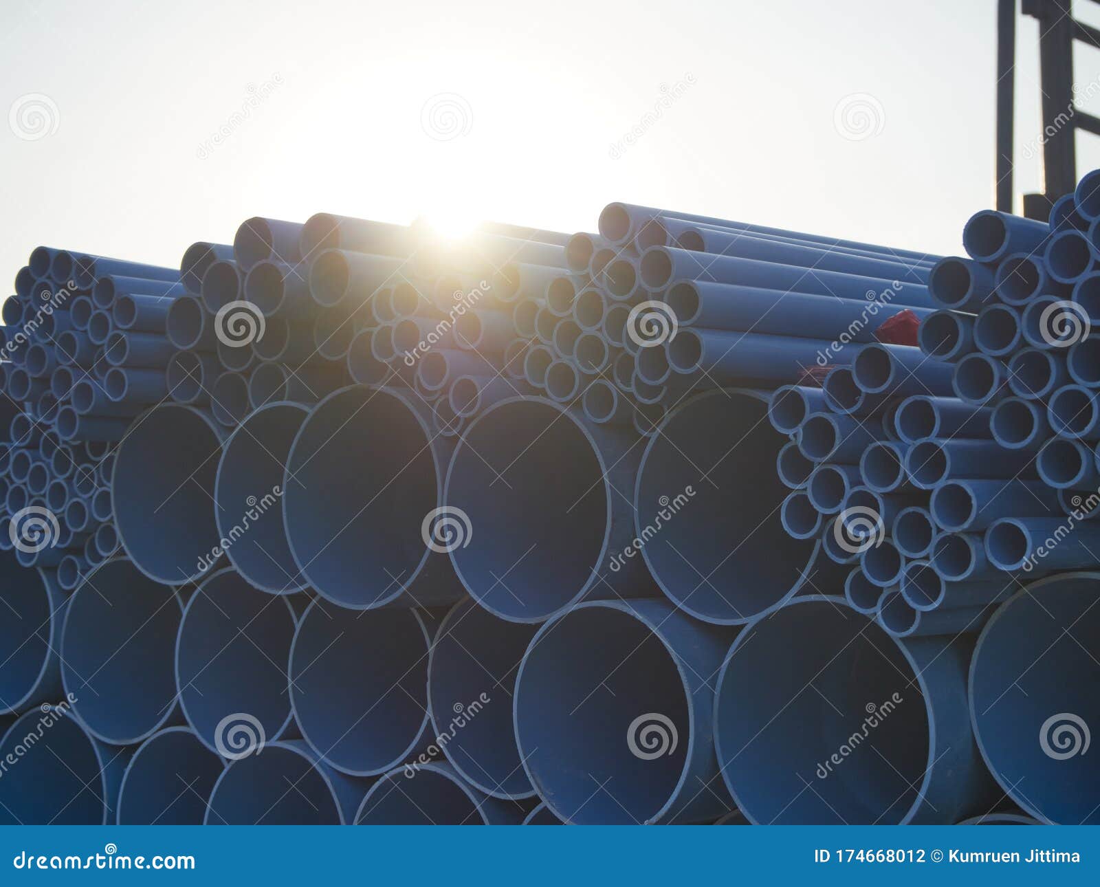 PVC pipe and evening light stock photo. Image of plant - 174668012