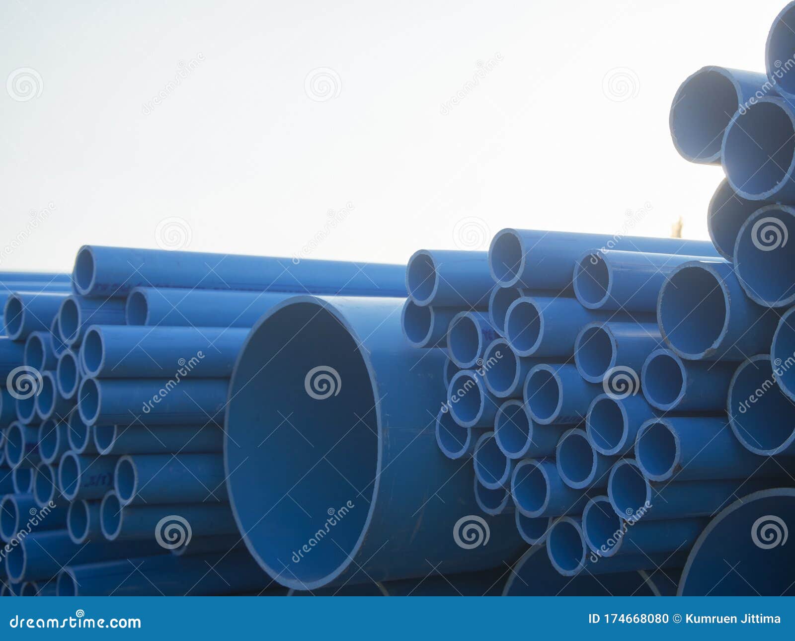 PVC pipe and evening light stock photo. Image of plumbing - 174668080