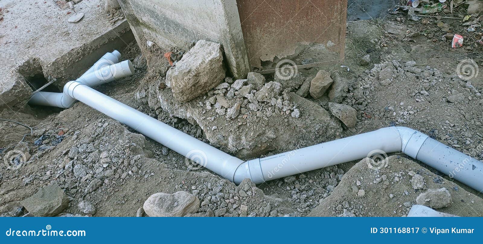 Pvc Pipe Floor Cutting with Stock Image - Image of track, water: 301168817