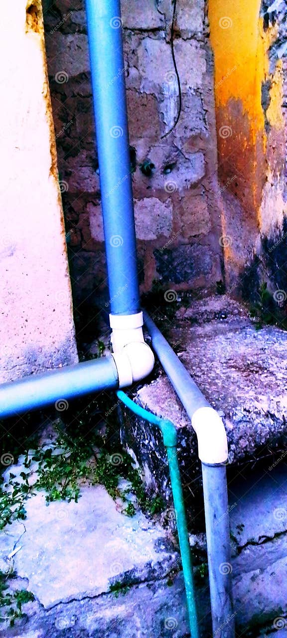 Pvc pipe laid on wall stock image. Image of joint, renovation - 298509783