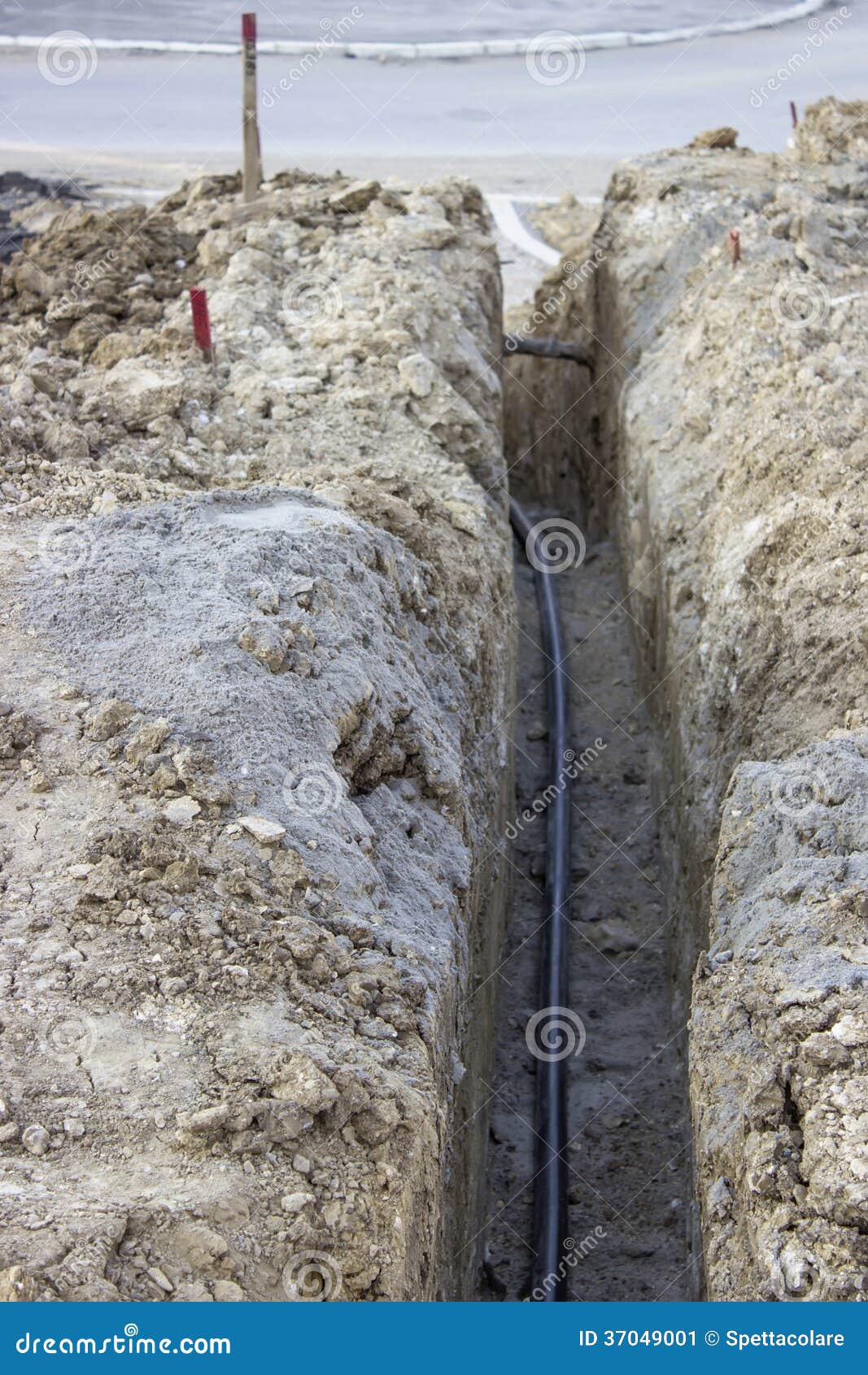 PVC Pipe for Water Supply in a Ditch Stock Image - Image of design ...