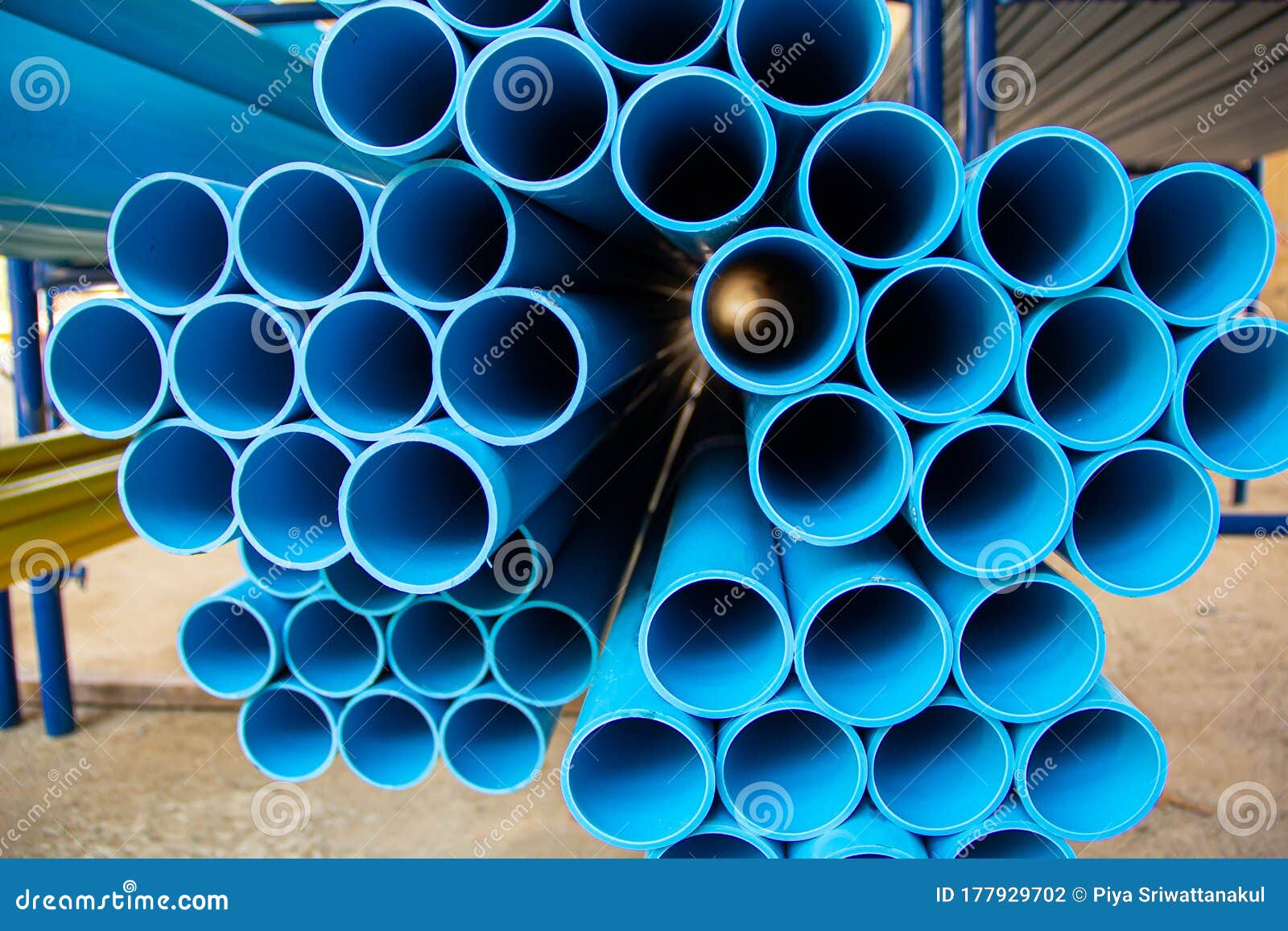 PVC Pipes Stacked in Construction Site Stock Photo - Image of replace ...