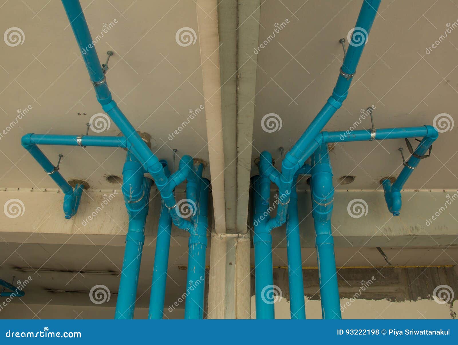 PVC pipeline suspension. stock photo. Image of replace - 93222198