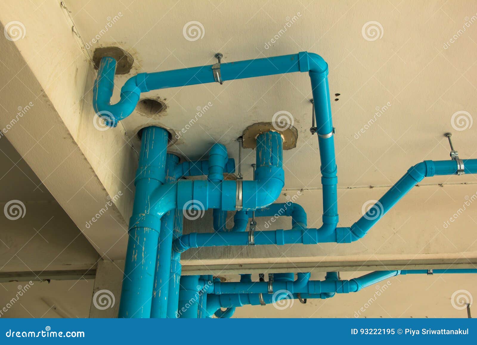 PVC pipeline suspension. stock image. Image of rust, duct - 93222195