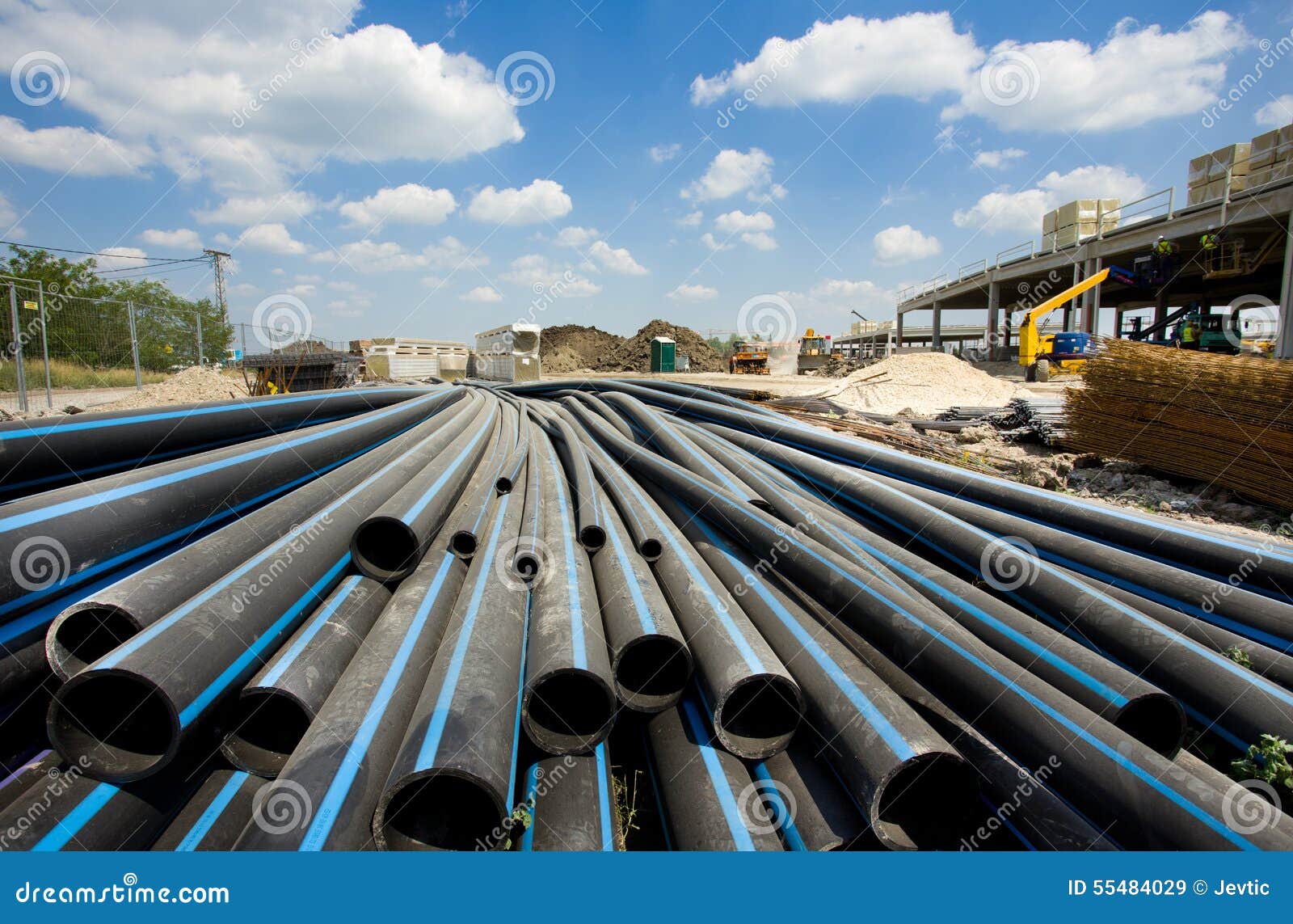PVC pipes ar building site stock image. Image of background - 55484029