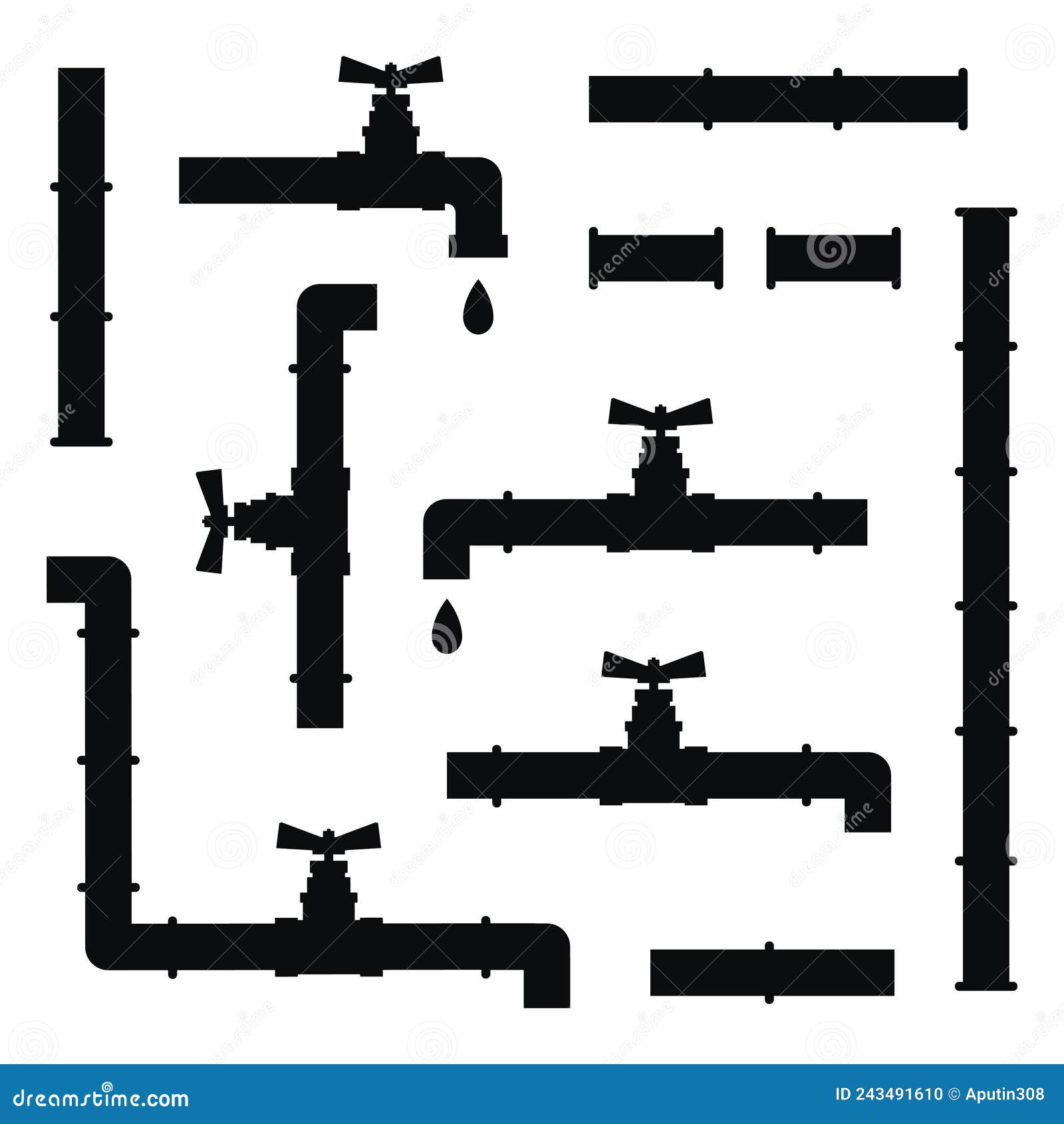 Pvc Pipes Joints Vector Set Stock Vector - Illustration of pipes, drain ...