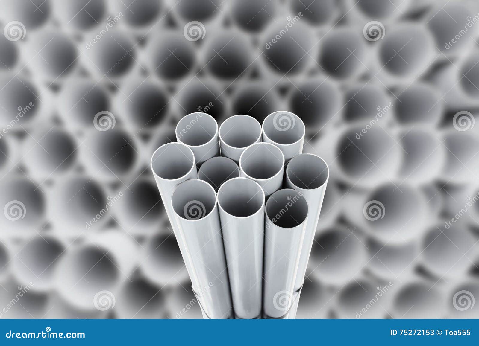 PVC Pipes Stacked in Warehouse. Stock Image - Image of construction ...