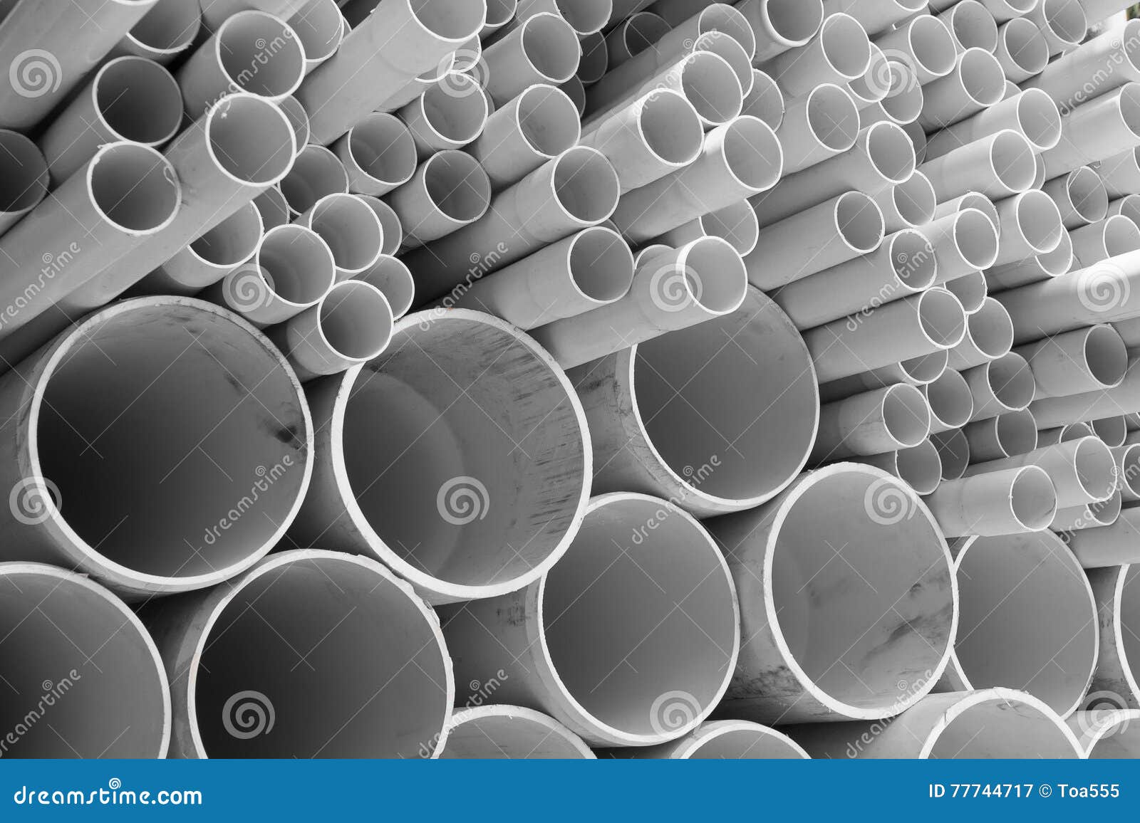 PVC Pipes Stacked in Warehouse. Stock Image - Image of materials ...