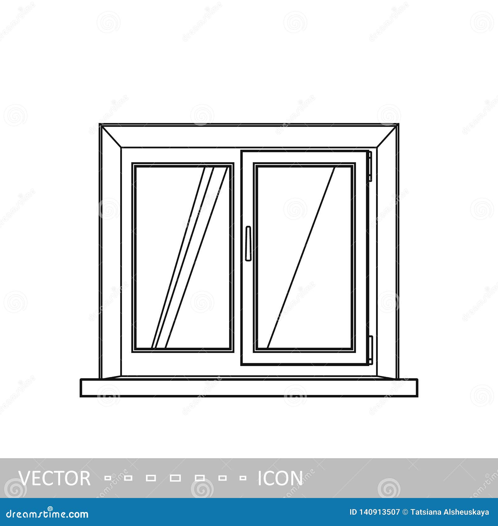 PVC Plastic Window. Vector Icon in Linear Style. Stock Vector ...