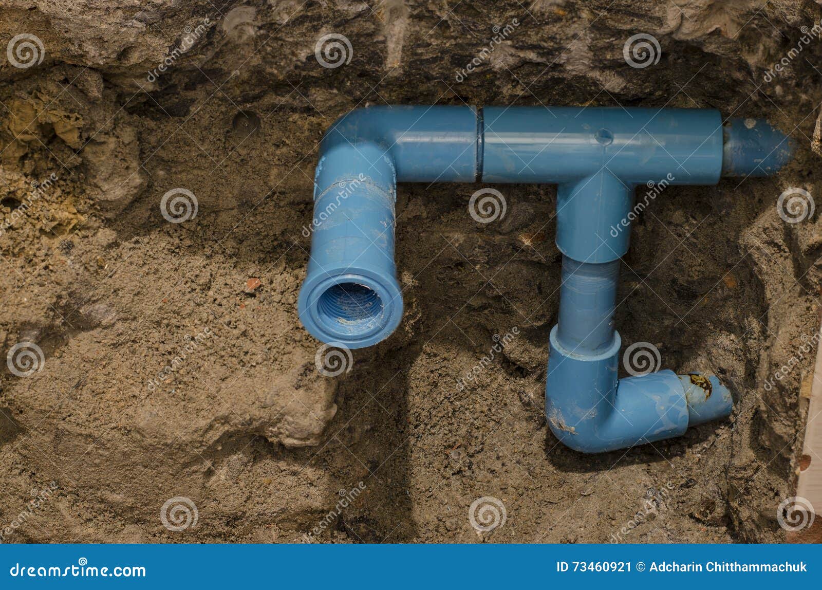 PVC Water Pipe in the Smashed Wall Stock Image - Image of industry ...