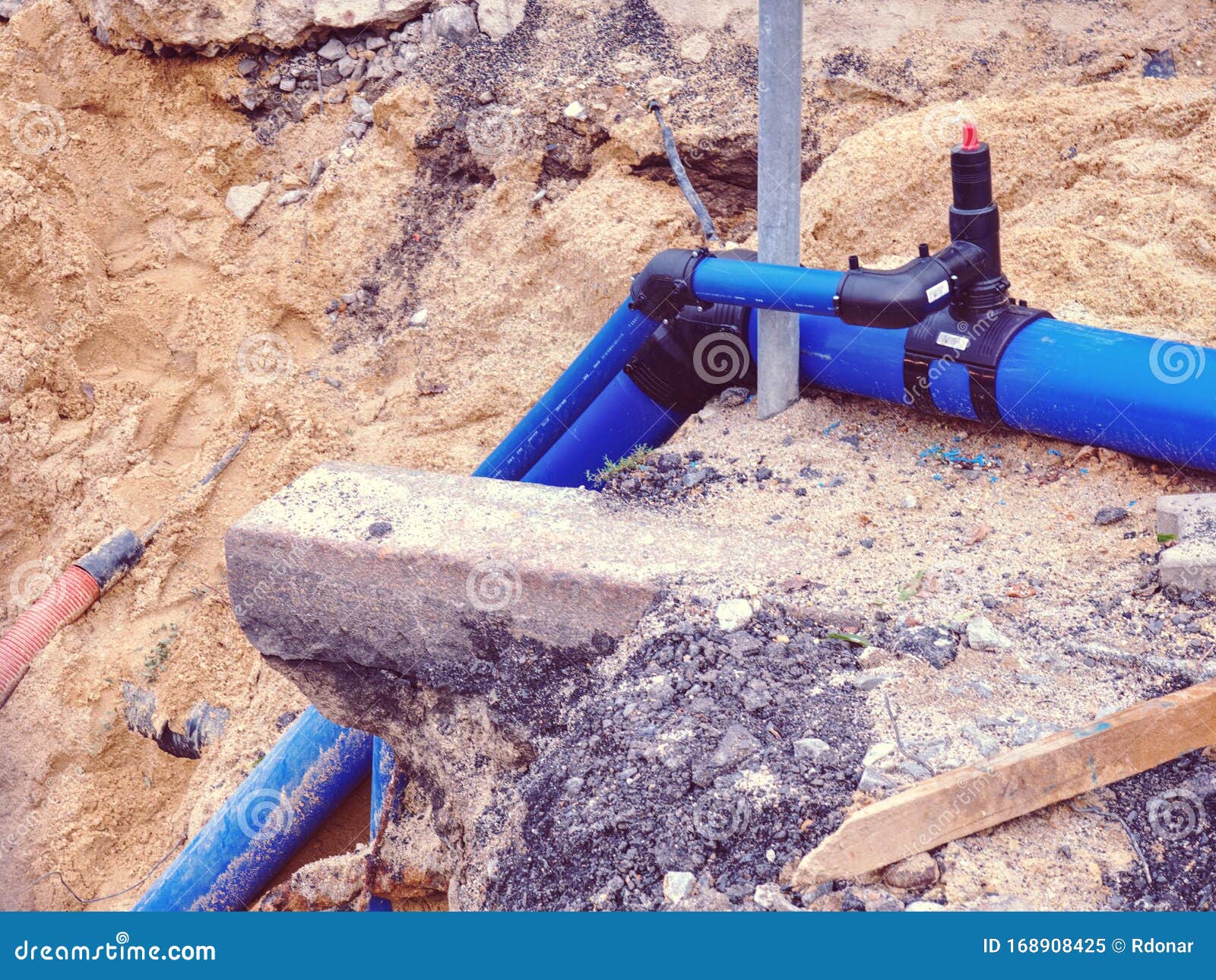 PVC Water Pipe in Soil, Water System for Family House Stock Image ...