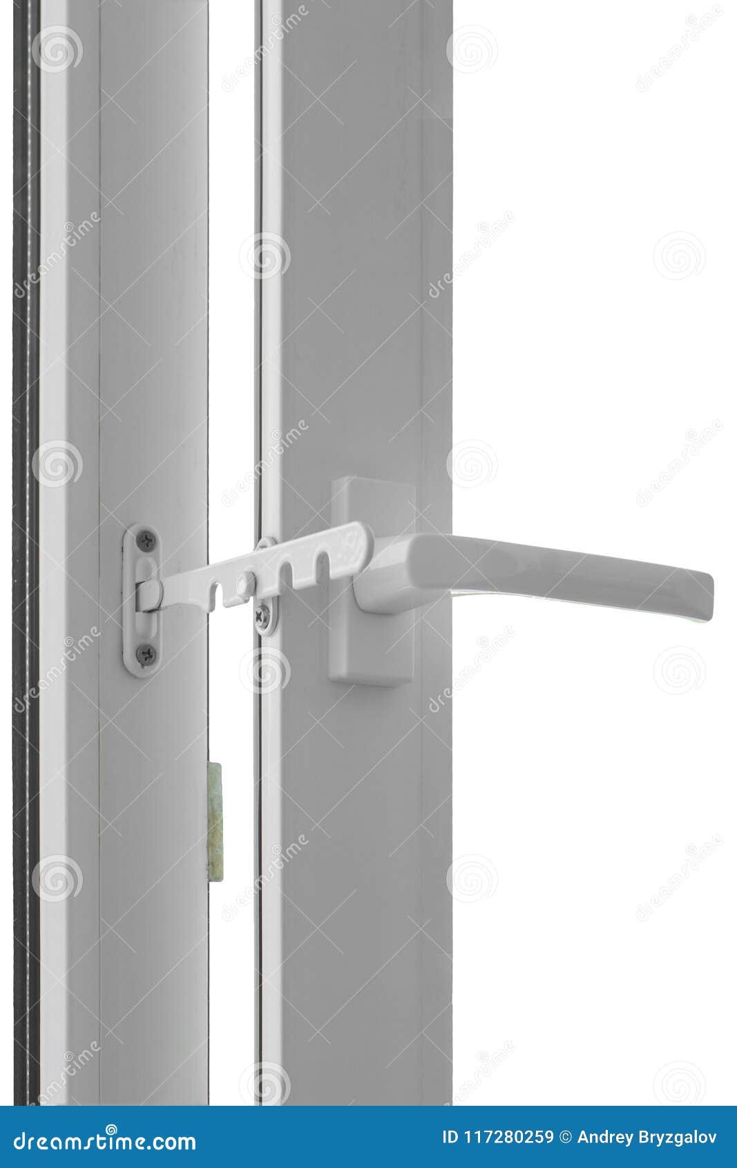 PVC Window with Opening Limiter for Room Ventilation Isolated on White ...