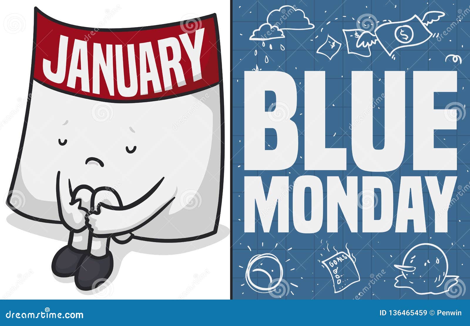 Sad Calendar Remembering the Broken Goals in Blue Monday, Vector ...