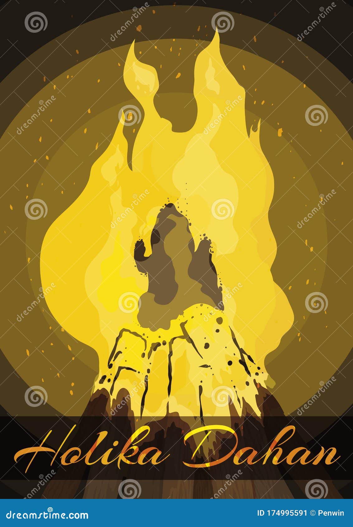 Ceremonial Pyre To Celebrate Indian Holika Dahan Tradition, Vector ...