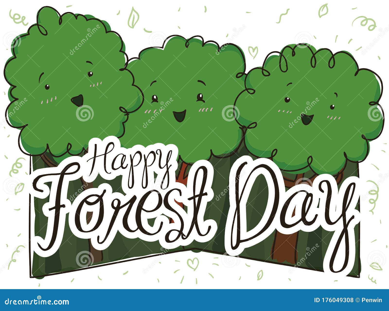 Happy Trees in a Party during Forest Day Celebration, Vector ...