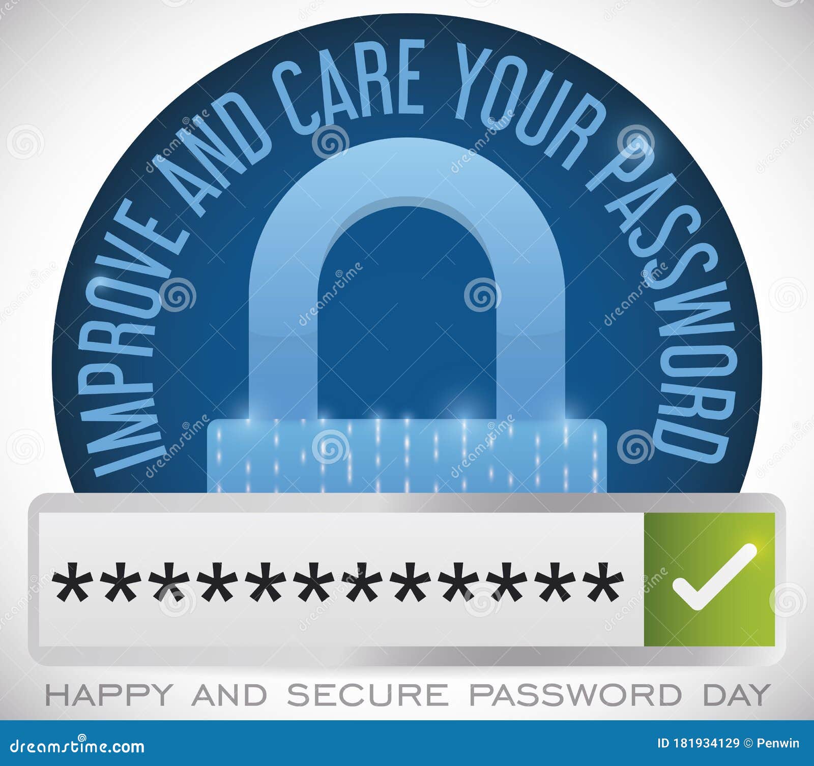 Round Button with Input Box and Padlock for Password Day, Vector ...