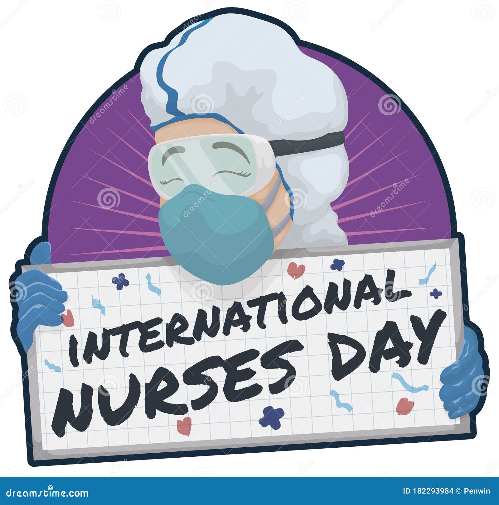 Happy Nurse Holding a Greeting for International Nurses Day Celebration ...