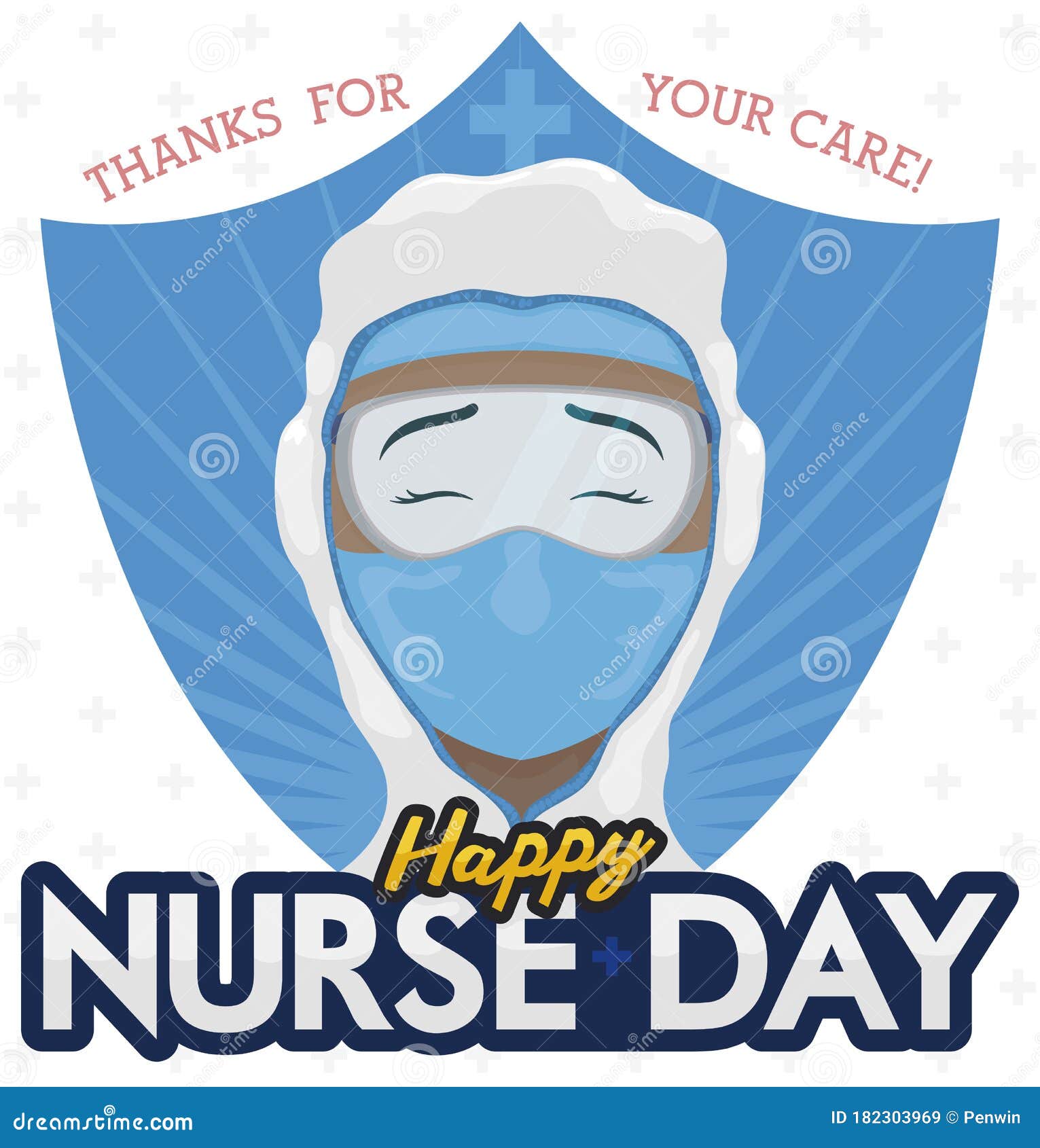 Brunette Female Nurse Inside Shield Promoting Care during Nurse Day ...