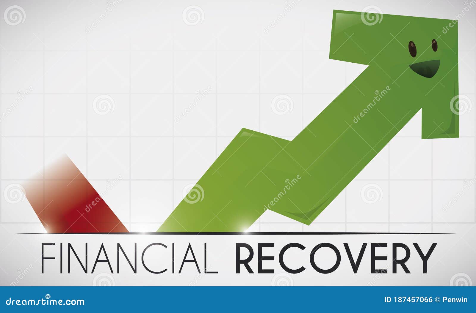 Happy Upward Arrow Announcing Financial Recovery Over Squared ...