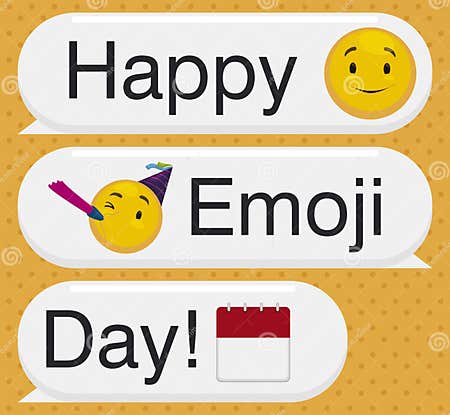 Conversation in Dialog Boxes To Celebrate Emoji Day, Vector ...