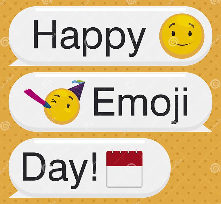 Conversation in Dialog Boxes To Celebrate Emoji Day, Vector ...