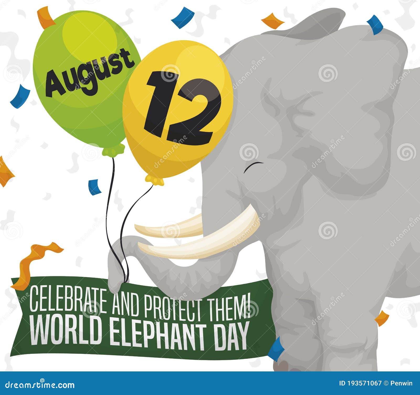 Elephant with Balloons Celebrating and Promoting Protection in World ...
