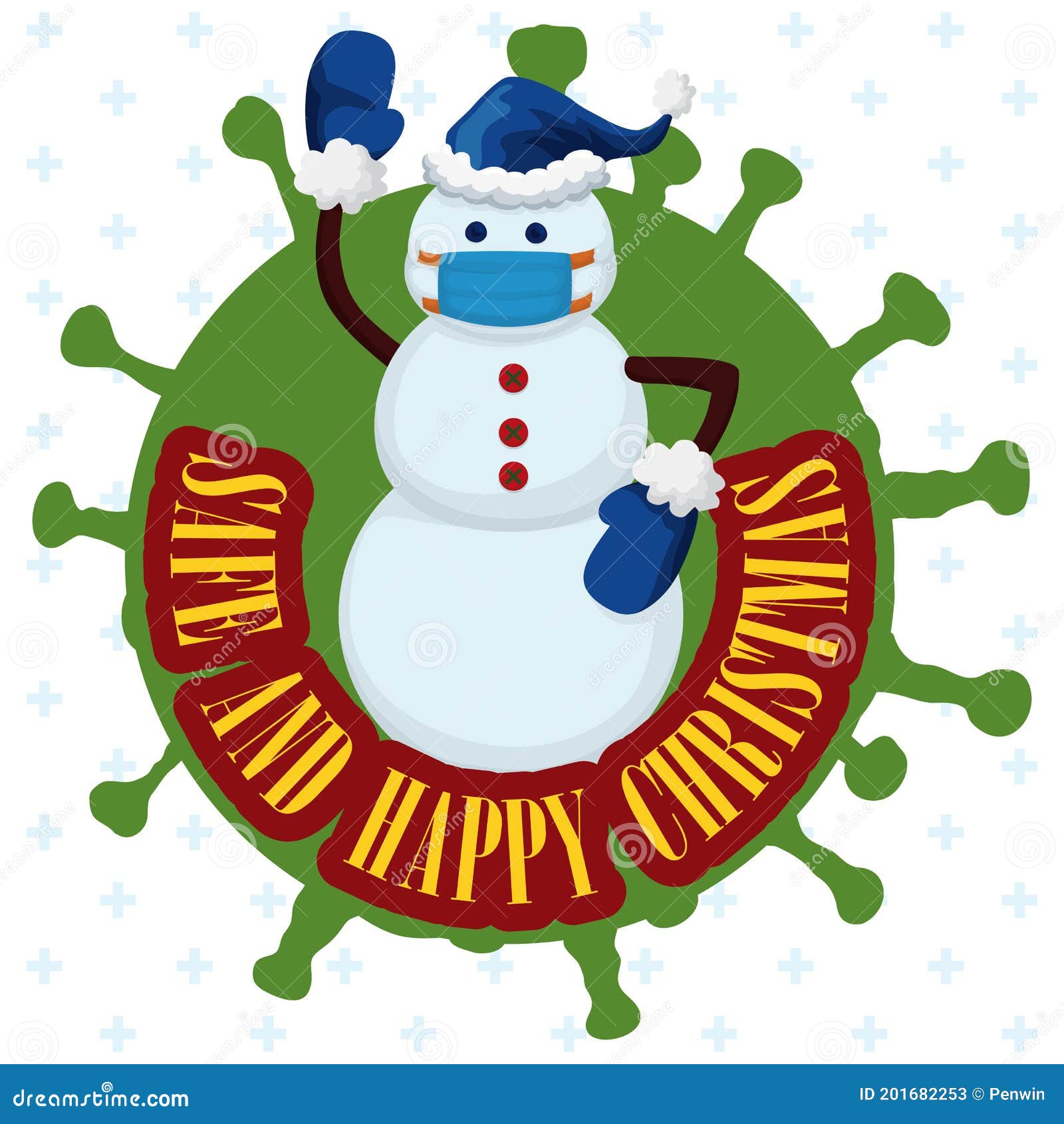 Snowman Wearing a Half-mask Saluting at You during Christmas ...